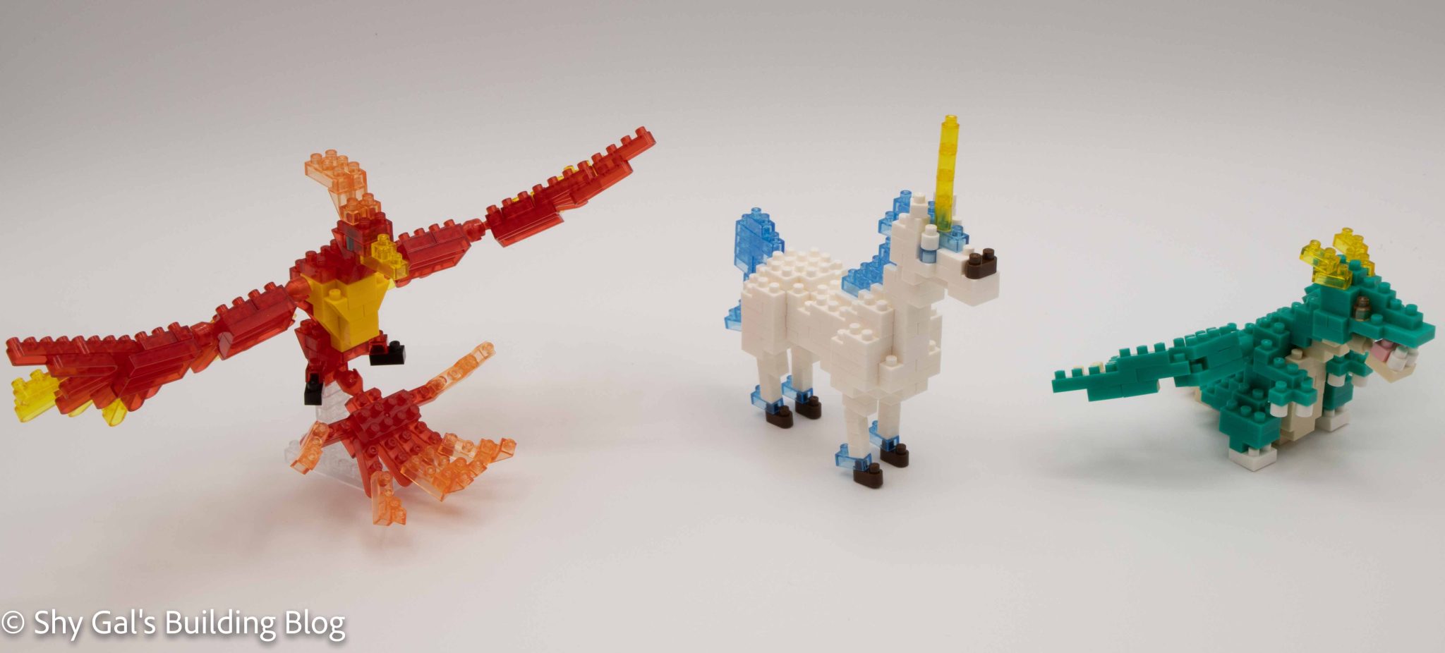 nanoblock Phoenix, Unicorn, & Dragon - Shy Gal's Building Blog